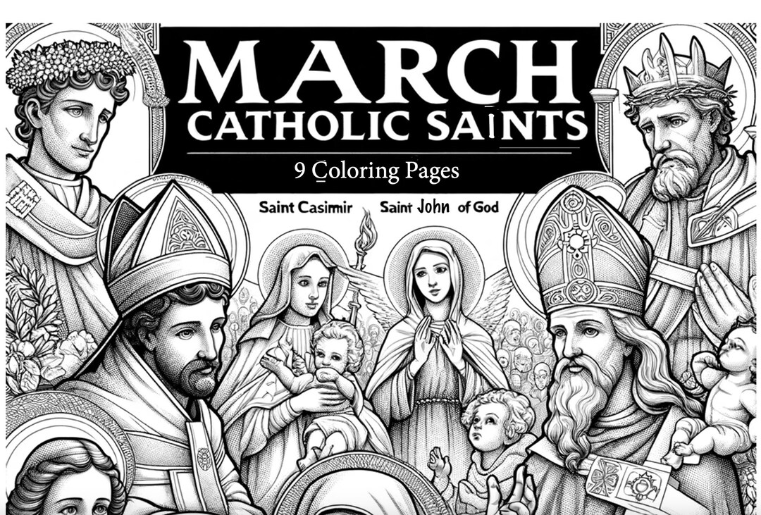 March Catholic Saints Coloring Book - Downloadable PDF - Etsy