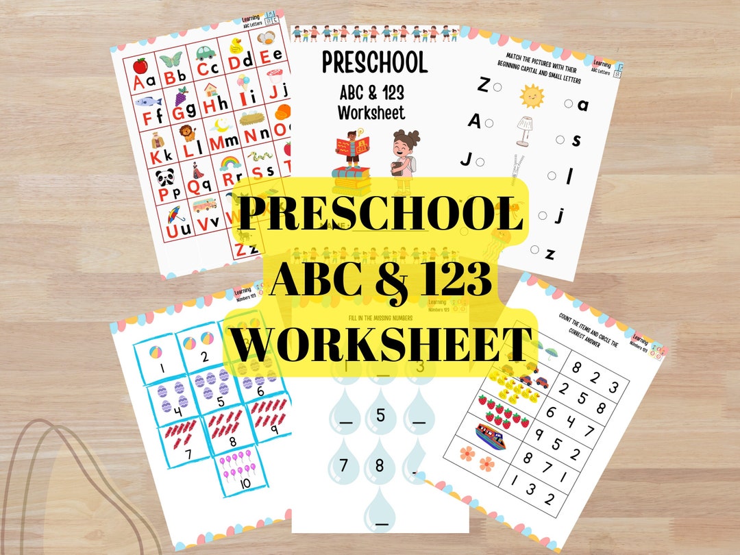 Preschool ABC & 123 Worksheets - Etsy