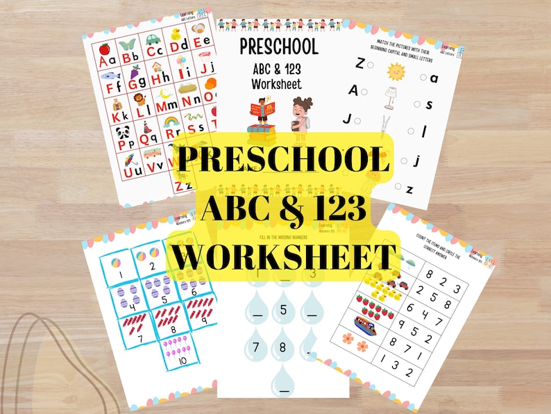Preschool ABC & 123 Worksheets - Etsy