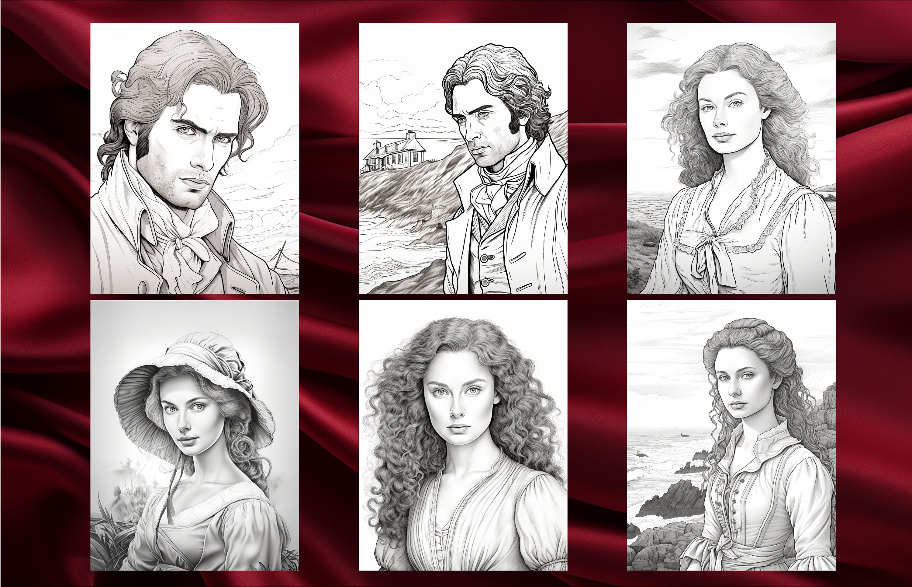 HISTORICAL ROMANCE | Adult Coloring Book Pages Romantic 1700s-1800s - Etsy