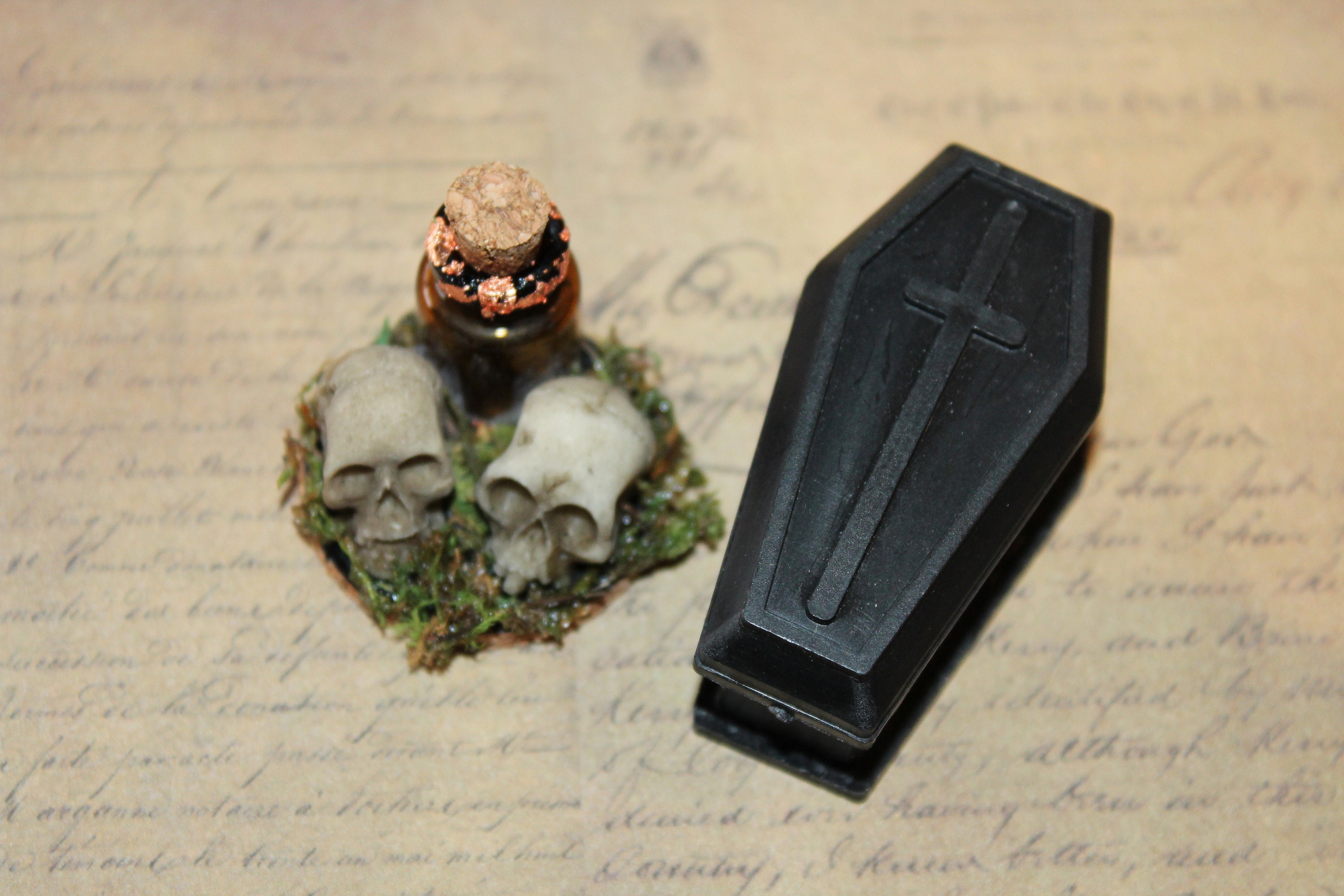 Mini Skull Graveyard With Coffin Display Collectable. Skull Cemetery ...