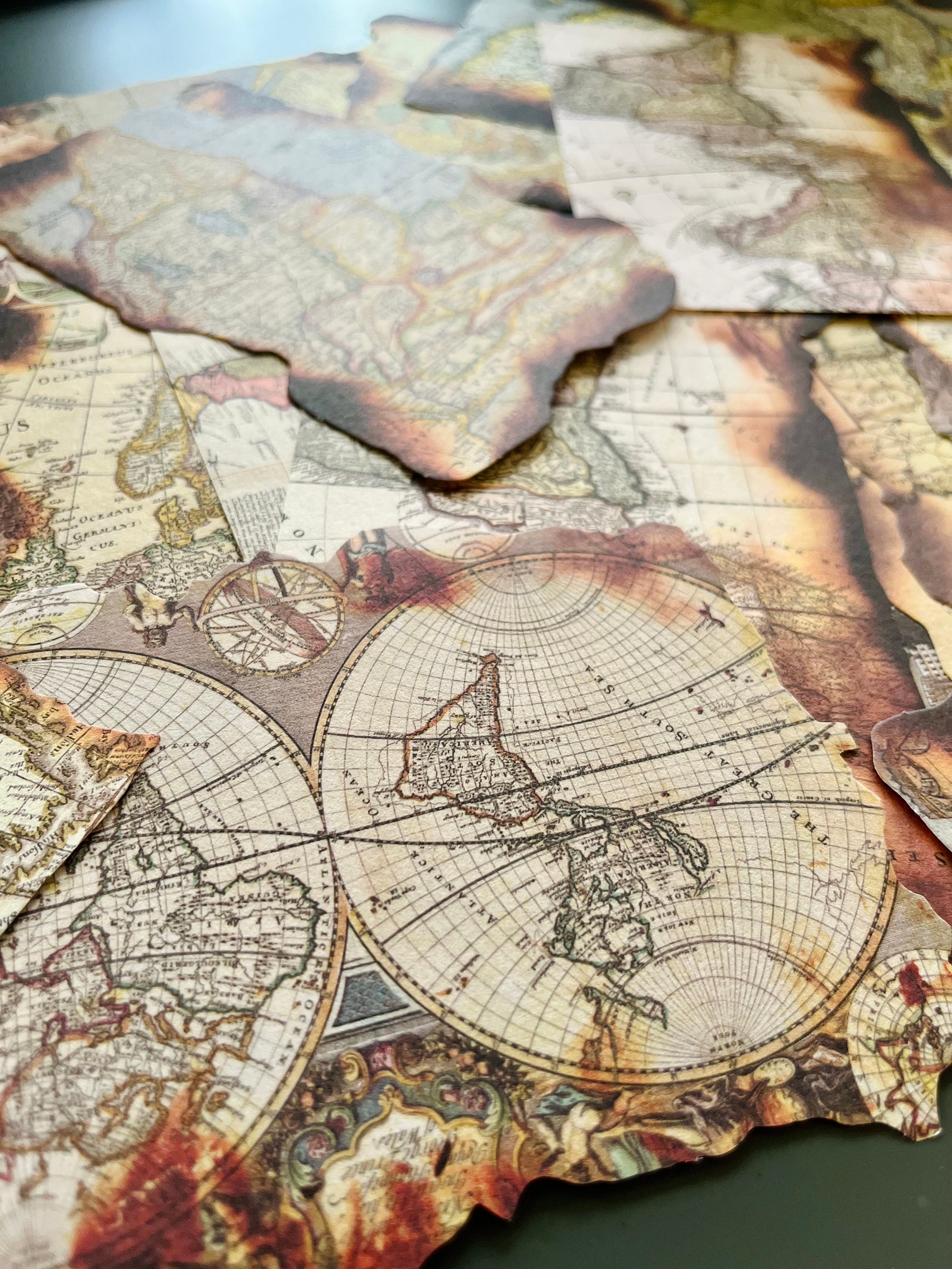 Vintage Coffee Stained Paper Map Geography Notes. Decorative Arts ...