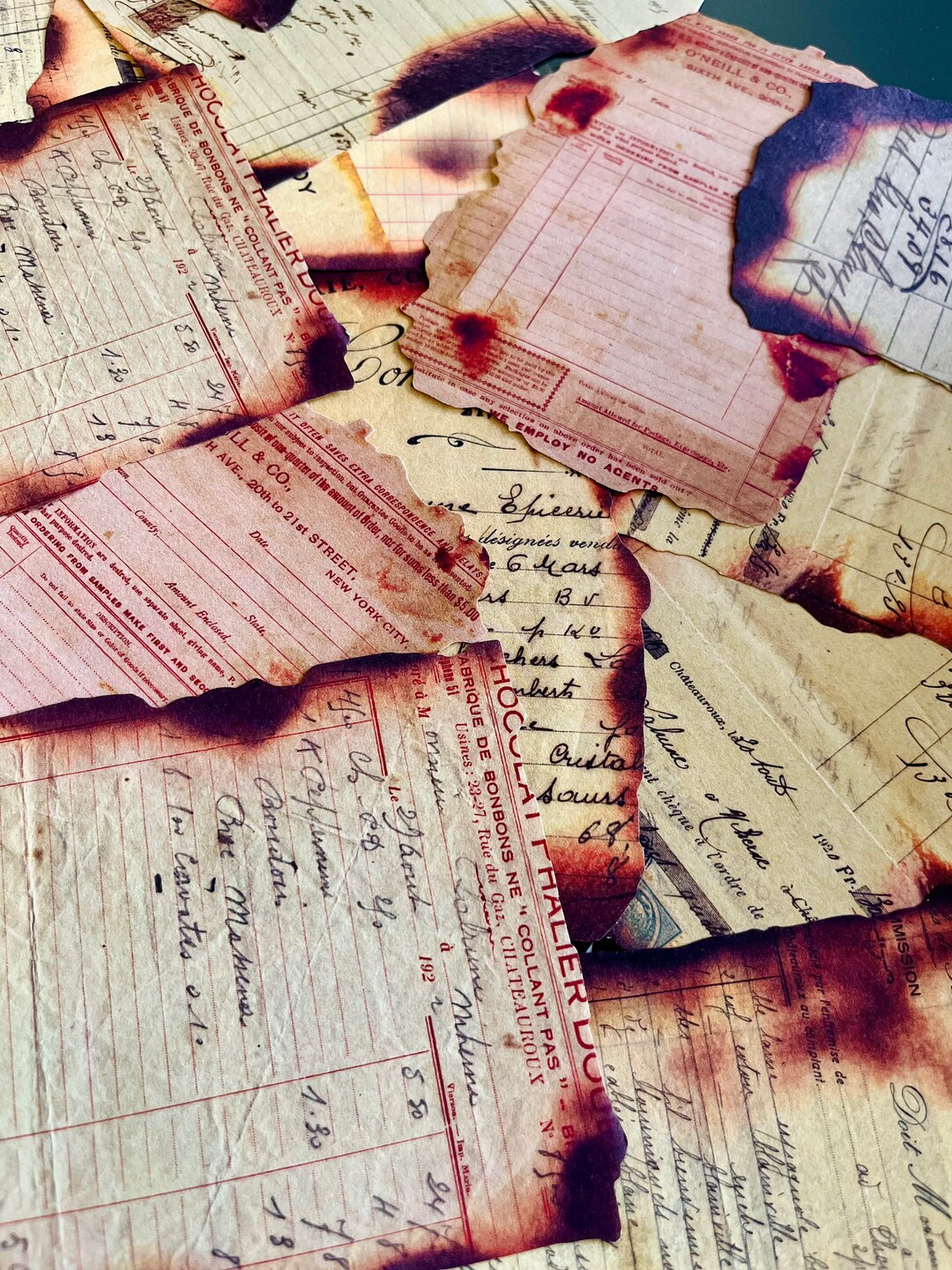 Vintage Coffee Stained Paper Record Article Sheets. Arts, Crafts DIY ...