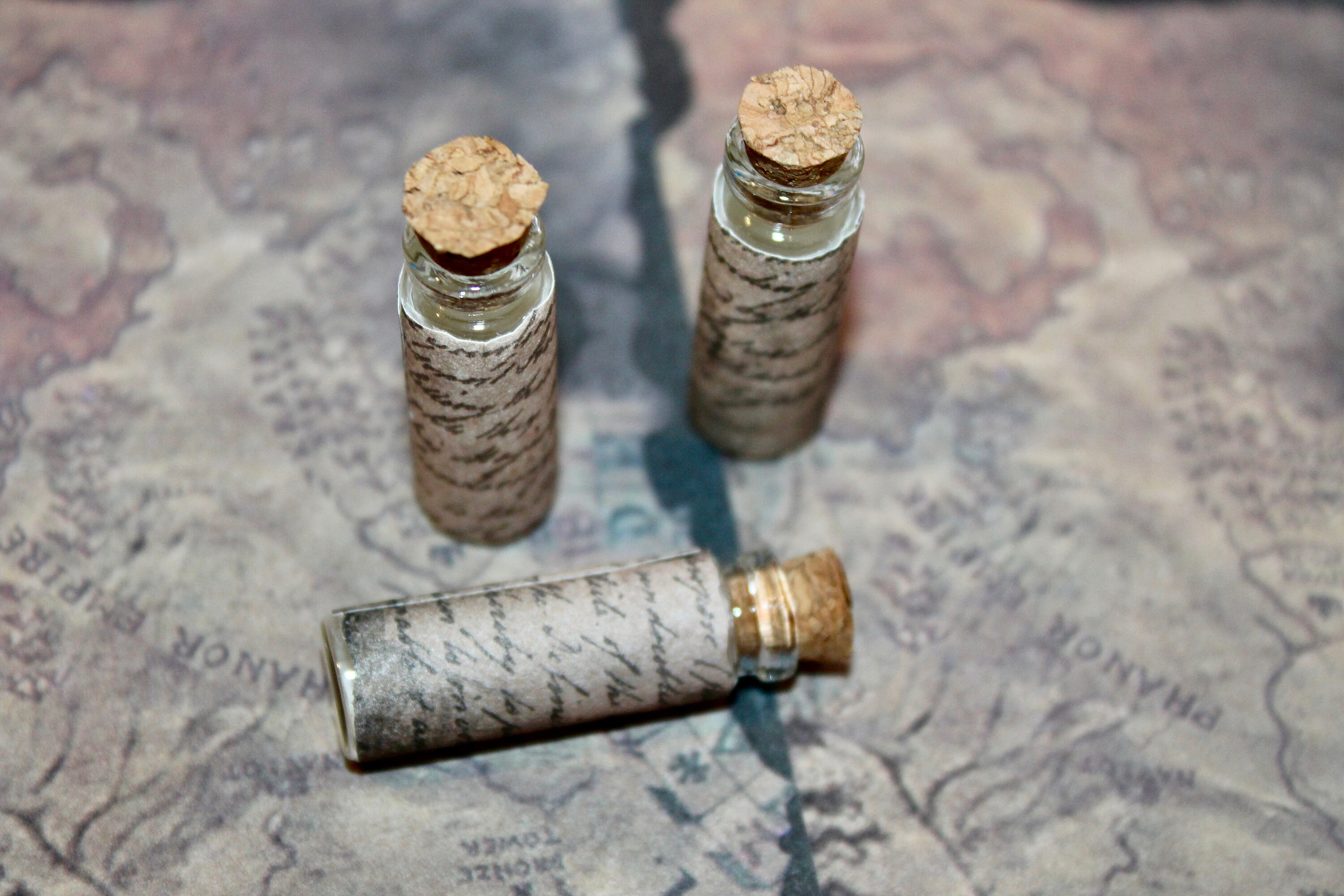 Mini Antique Glass Vial Jars. Writing & Cork Stoppers. Decorative Arts ...