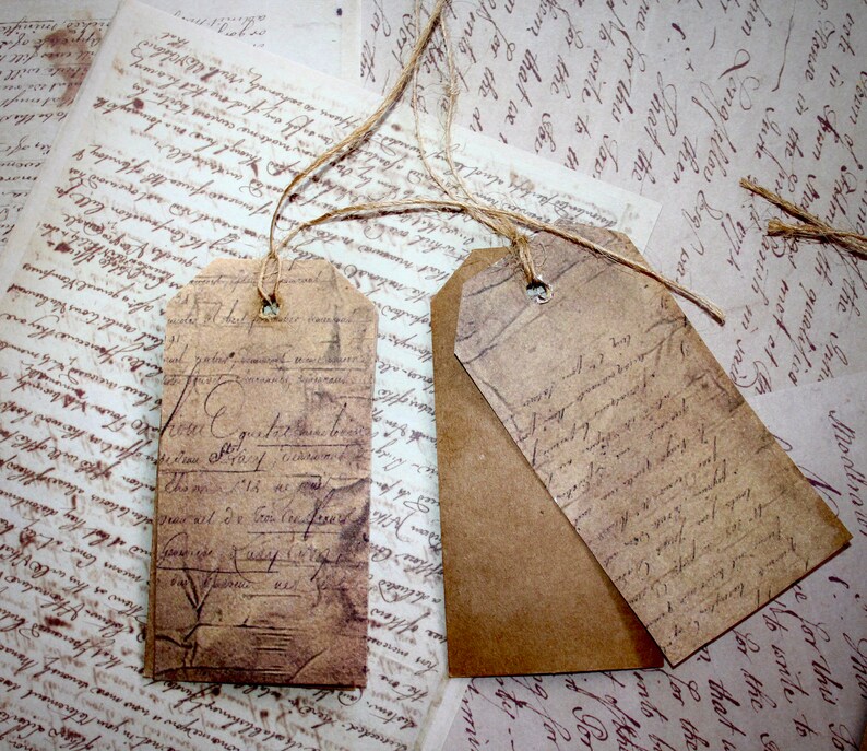Brown Paper Vintage Tags Bookmarks With Craft String. Decorative Arts ...
