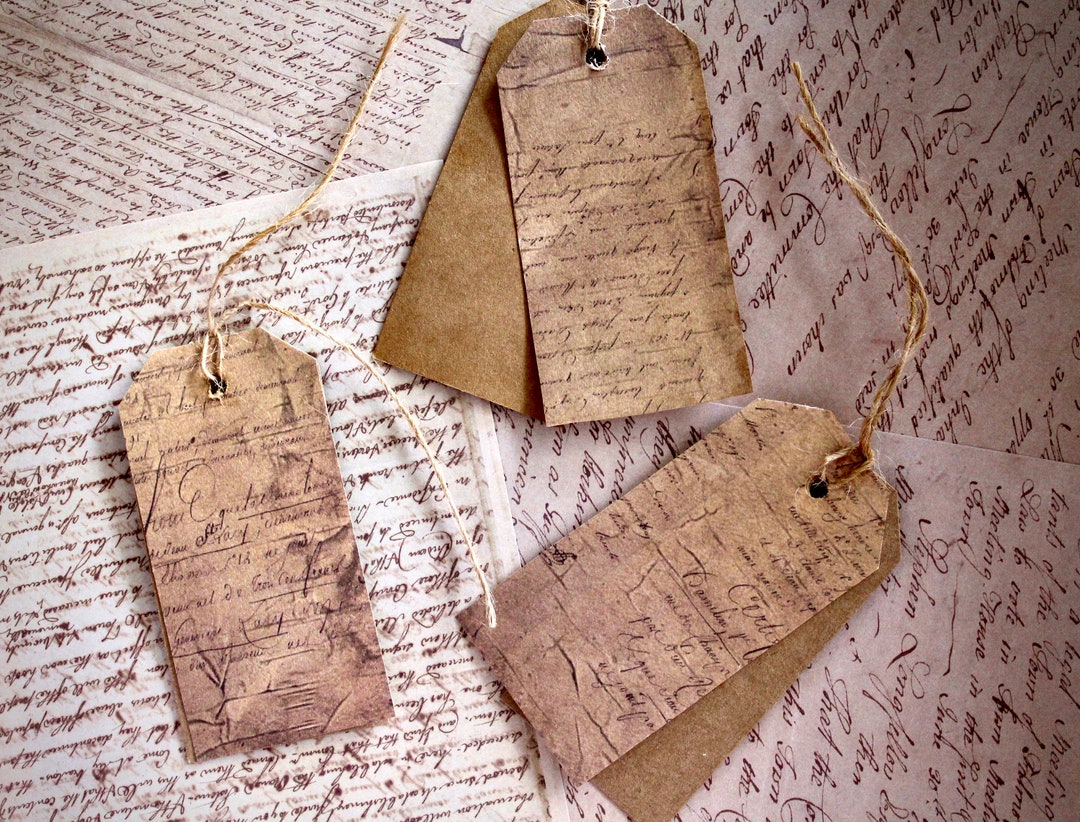 Brown Paper Vintage Tags Bookmarks With Craft String. Decorative Arts ...