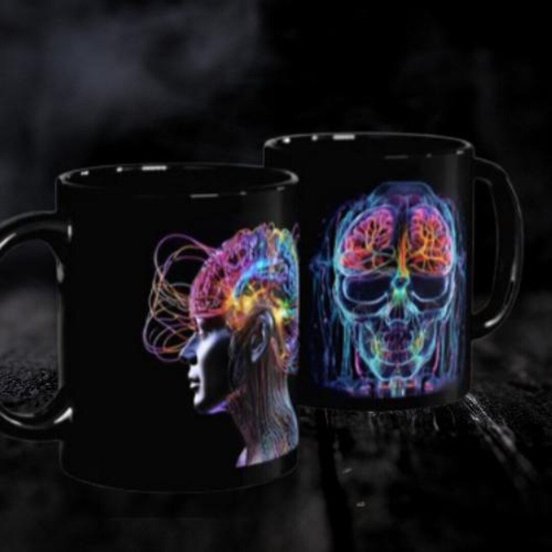 Holographic Brain Mug Horror Anatomy Enthusiast Gift Morbid Coffee Tea ...