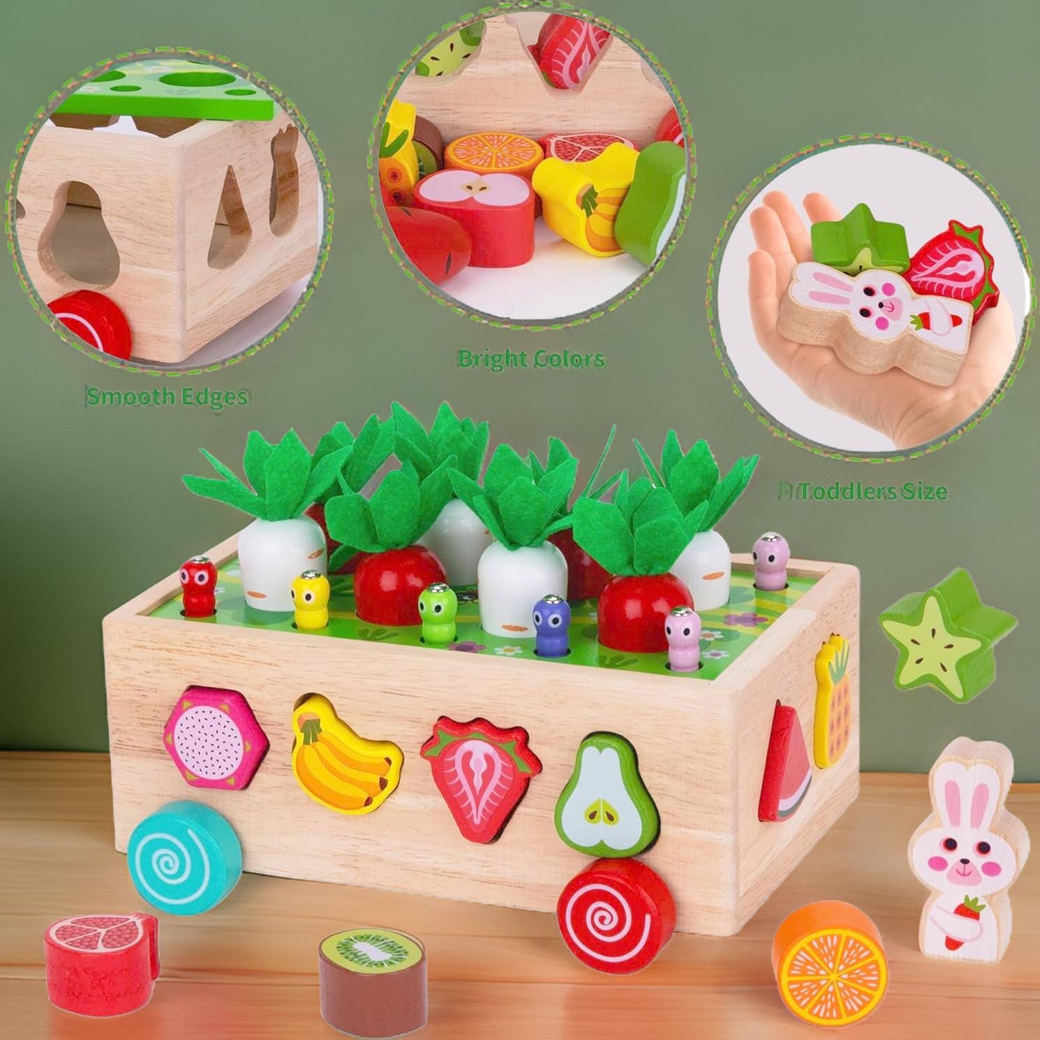 Montessori Wooden Car Shape Sorter Toy: Educational Fine Motor Skills ...