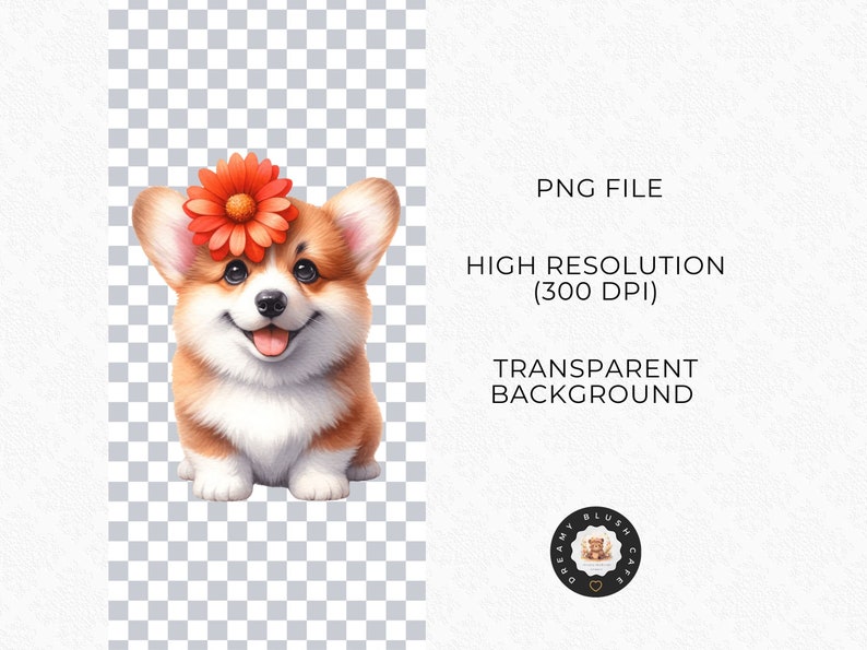 Corgi Clipart, Cute Dog PNG, Corgi Watercolor Clipart, Watercolor Welsh ...