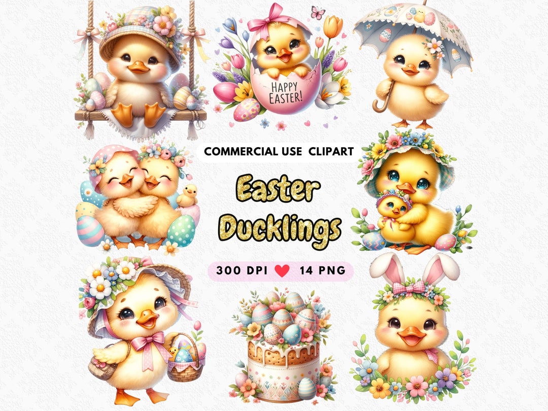 Easter Duck Clipart, Easter Eggs PNG, Duckling PNG, Spring Clipart ...