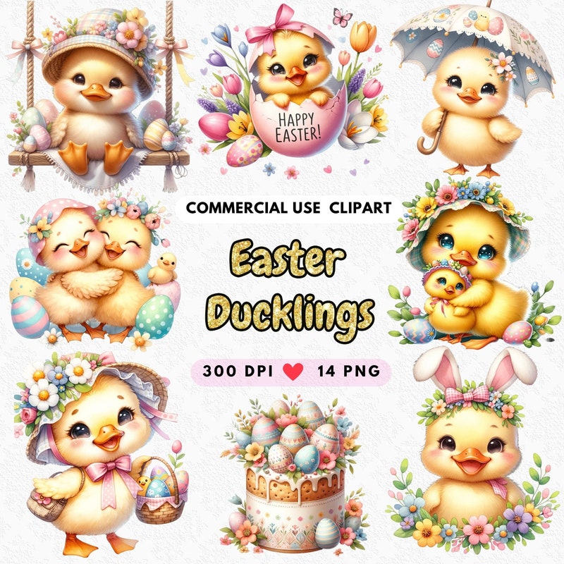 Easter Duck Clipart - Etsy