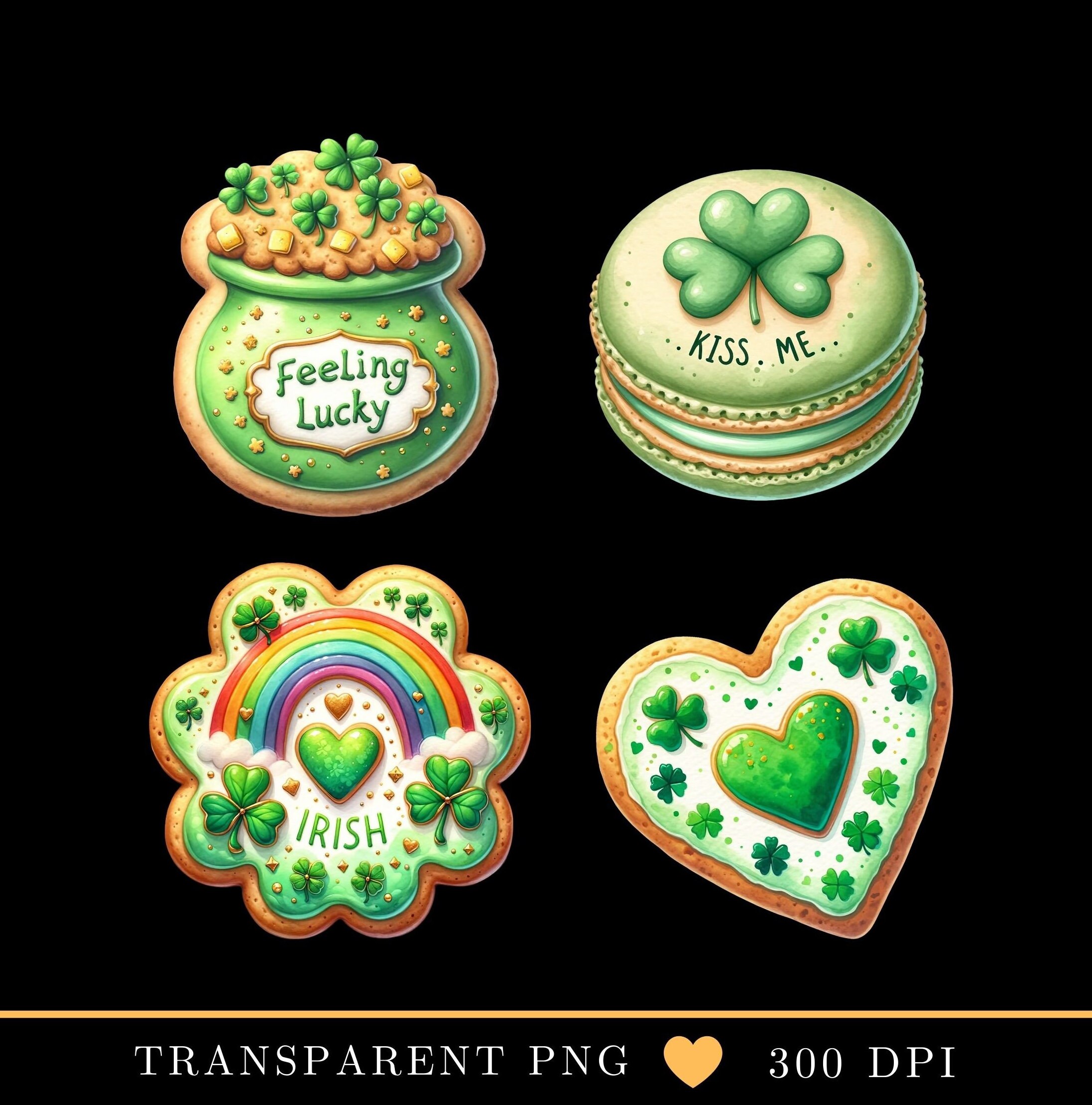 St. Patrick's Day Sweets PNG, Cookie Shamrock Leprechaun Rainbow Pot of ...