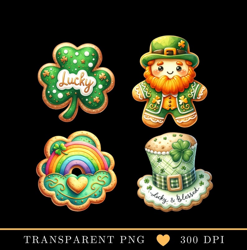 St. Patrick's Day Sweets PNG, Cookie Shamrock Leprechaun Rainbow Pot of ...