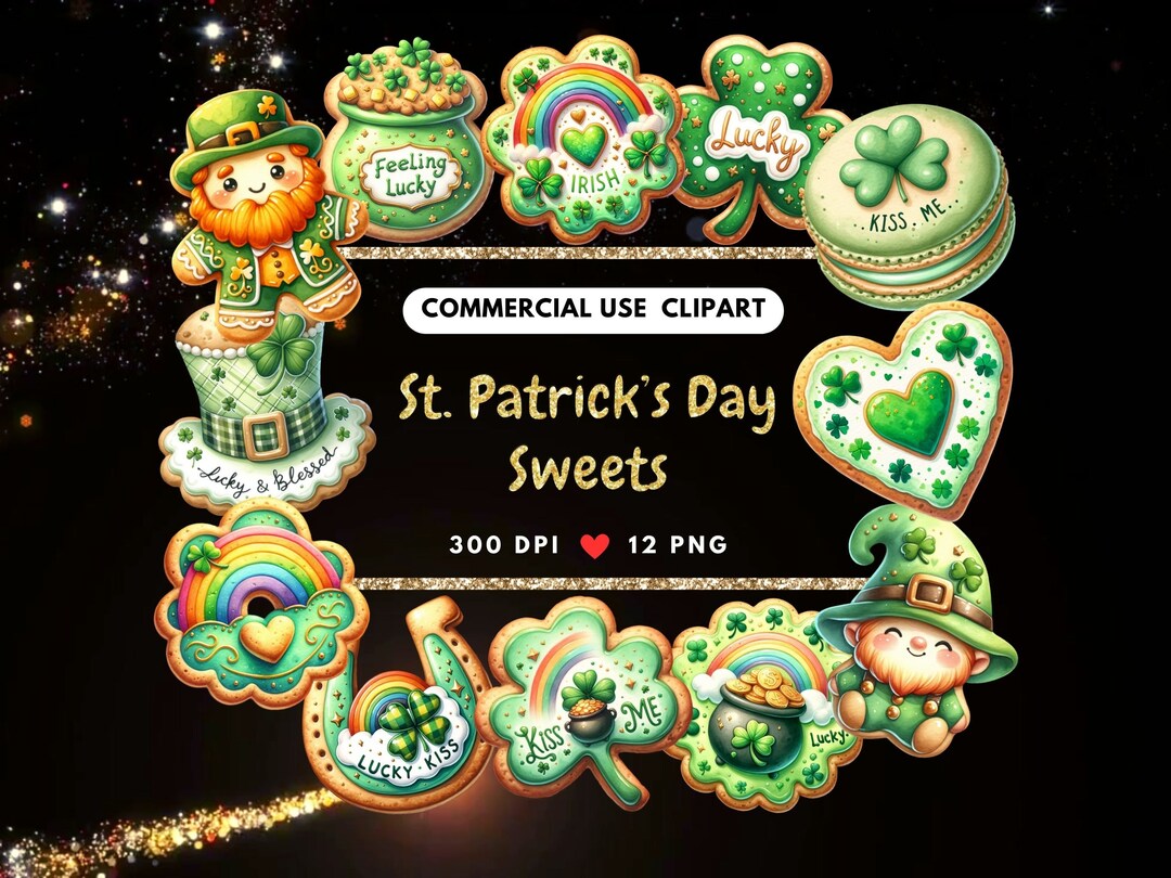 St. Patrick's Day Sweets PNG, Cookie Shamrock Leprechaun Rainbow Pot of ...