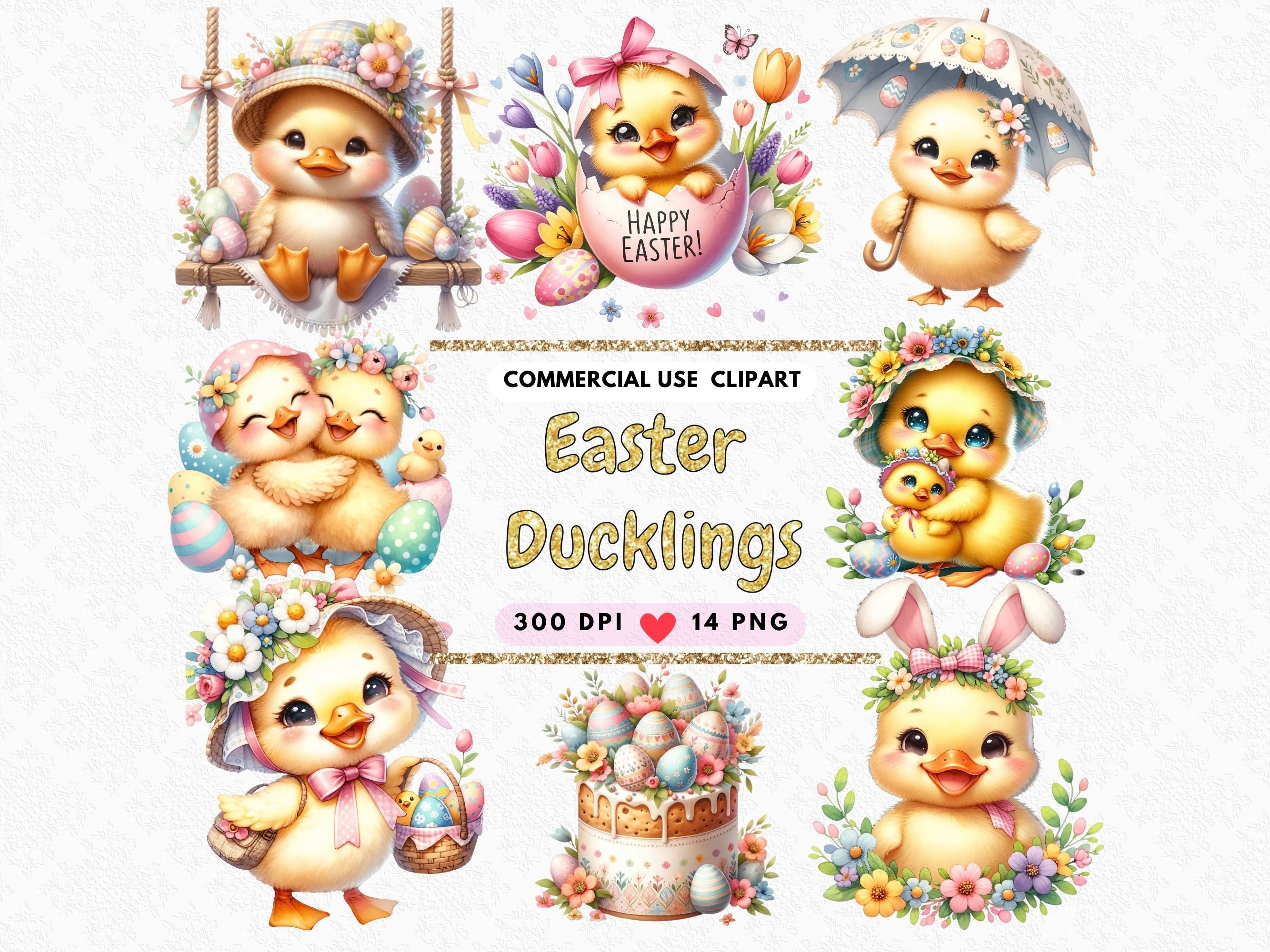 Easter Duck Clipart, Easter Eggs PNG, Duckling PNG, Spring Clipart ...