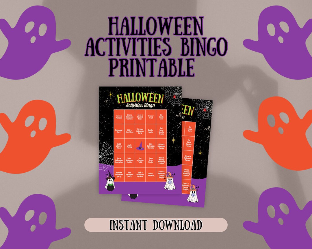 Halloween Bingo Party Game Printable Game Halloween Activity Bingo Game ...