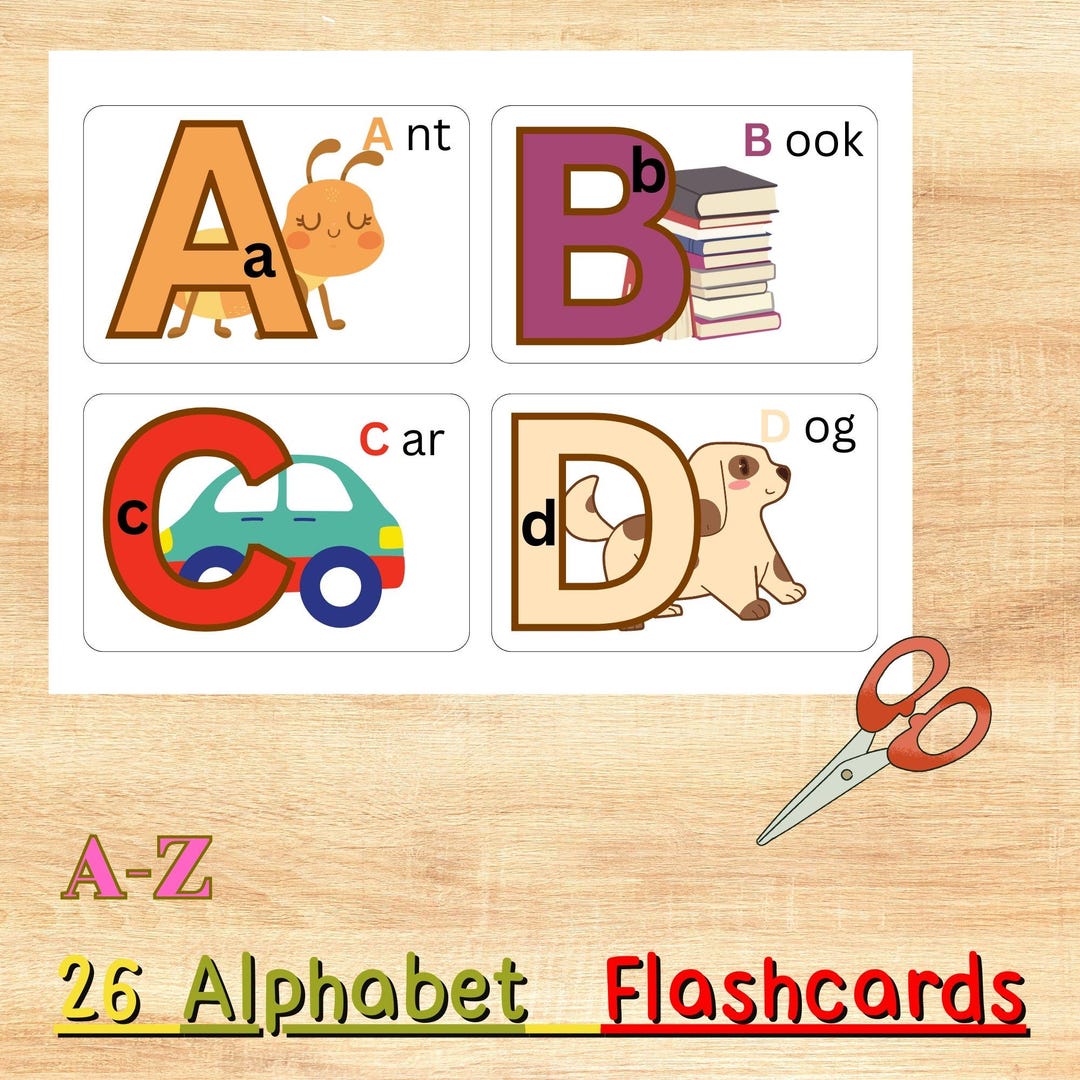 A-Z Flashcards,26 Alphabet Download Card,kids,colorful School Posters ...