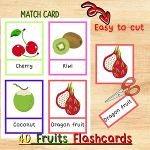 Fruits Flashcards, 40 Fruits Download Card,learning Kit for Toddlers ...