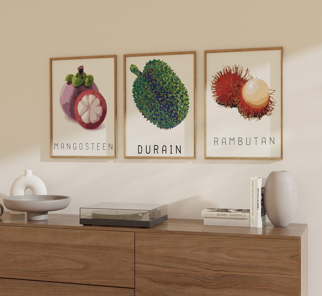 Set of 3 Thai Fruits Wall Art,thai Fruits Decor, Printable Art, Wall ...