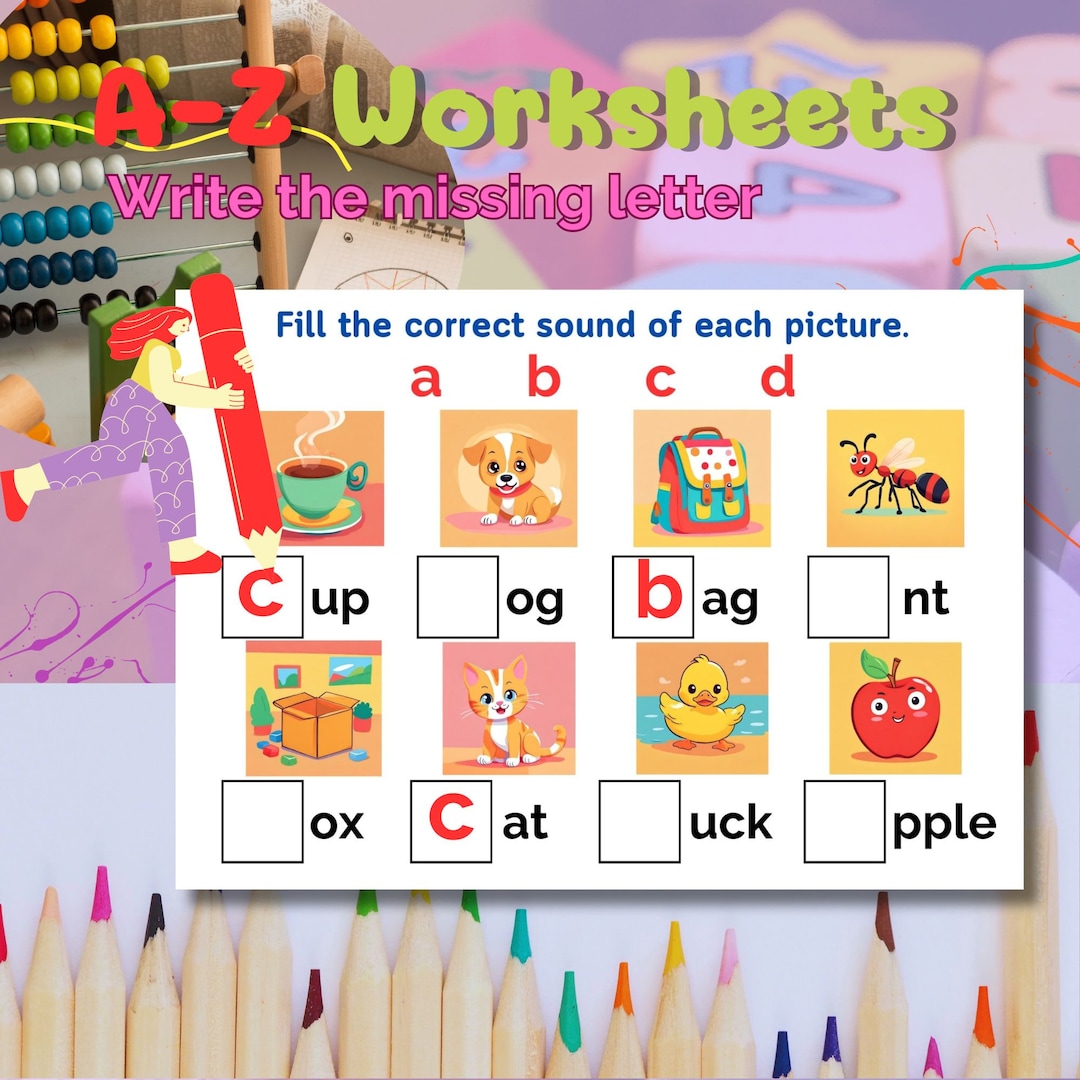 Worksheets for Kids, A-z Worksheets, 26 Alphabet, Filling the Missing ...