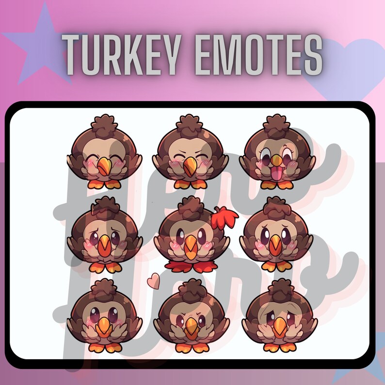 Cute Kawaii Turkey Twitch Emotes and Sub Badges for Streamers! Overlays ...