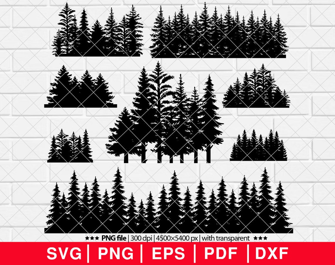 Forest Tree Line SVG, Pine Trees Svg, Forest Svg Bundle, Tree Line Svg ...