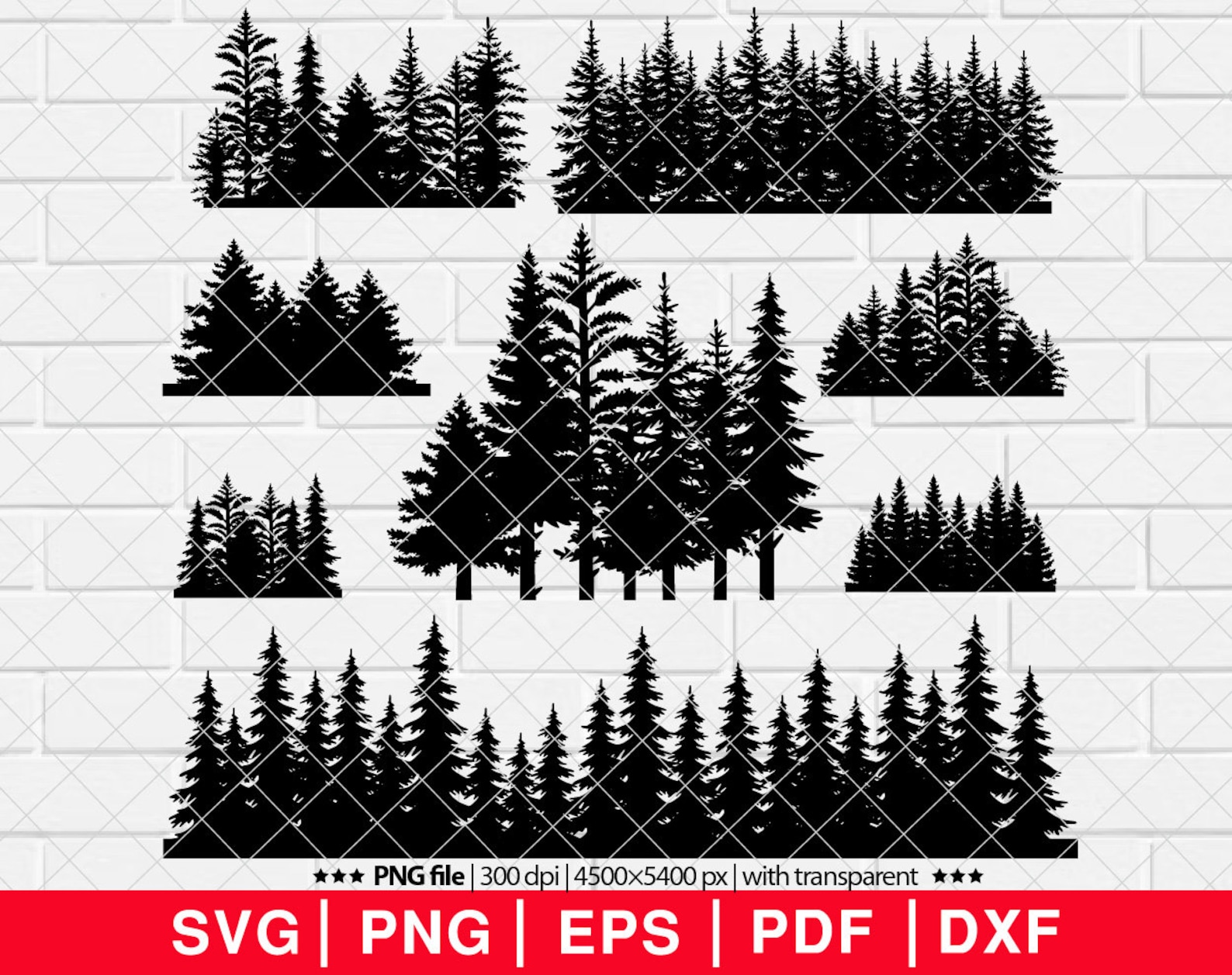 Forest Tree Line SVG, Pine Trees Svg, Forest Svg Bundle, Tree Line Svg ...