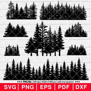 Forest Tree Line SVG, Pine Trees Svg, Forest Svg Bundle, Tree Line Svg ...