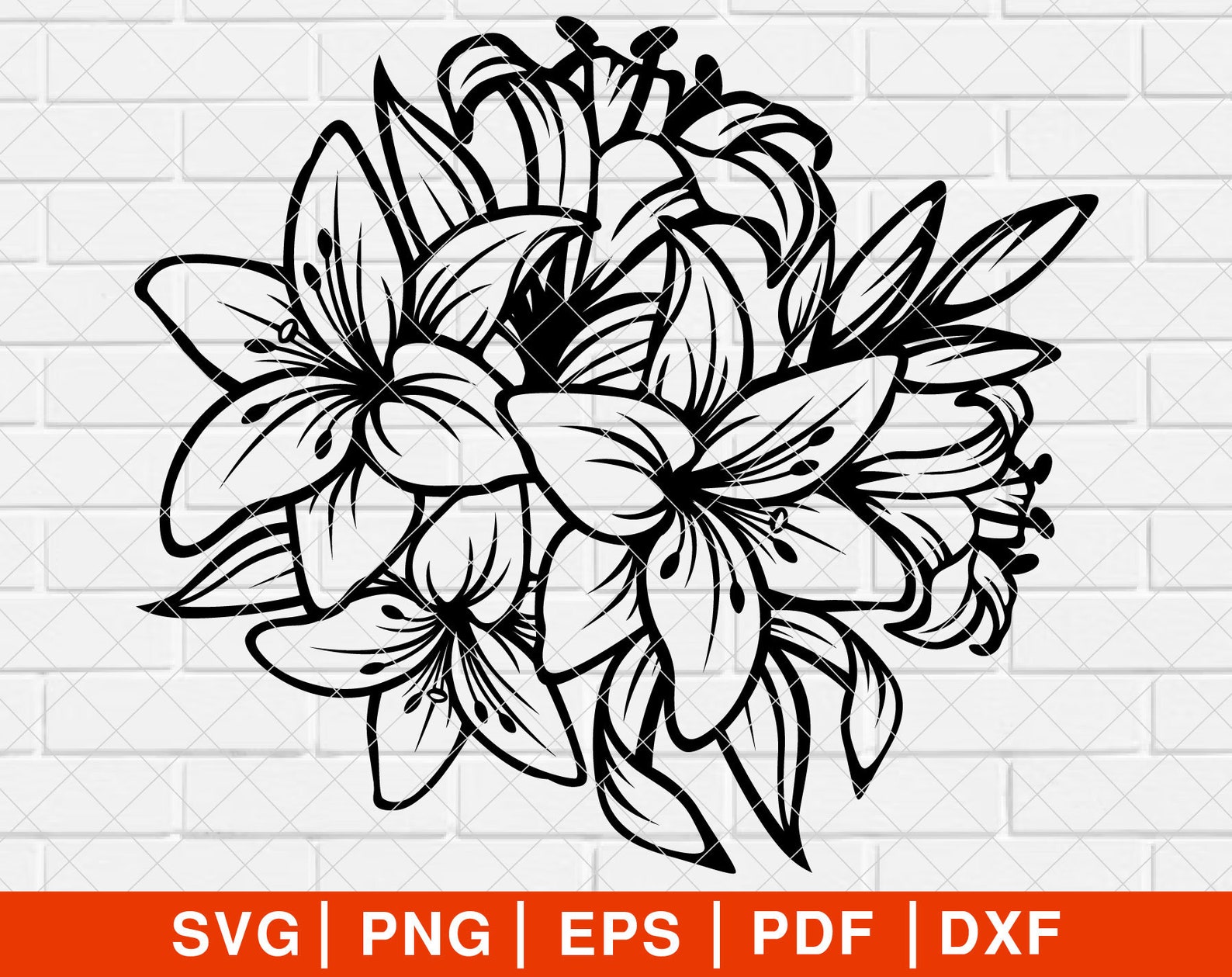 Lily Flowers SVG PNG, Lilies Svg, Flower Bouquet Svg, Floral Svg, Lily ...
