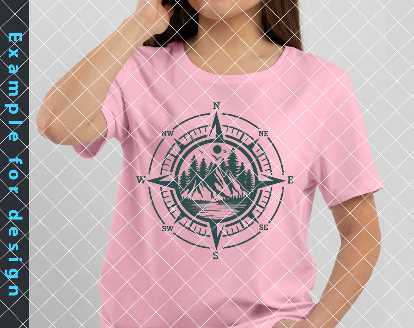 Compass and Mountains Scene SVG PNG, Compass and Forest Svg, Nature Svg ...