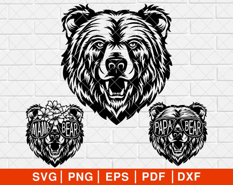 Papa and Mama Bear With Sunglasses SVG, Papa Bear Svg, Mama Bear Svg ...