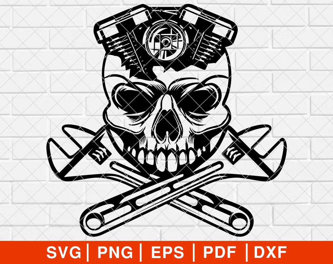 Skull With Wrenches SVG PNG, Repair Tools Svg, Wrench Svg, Mechanic ...