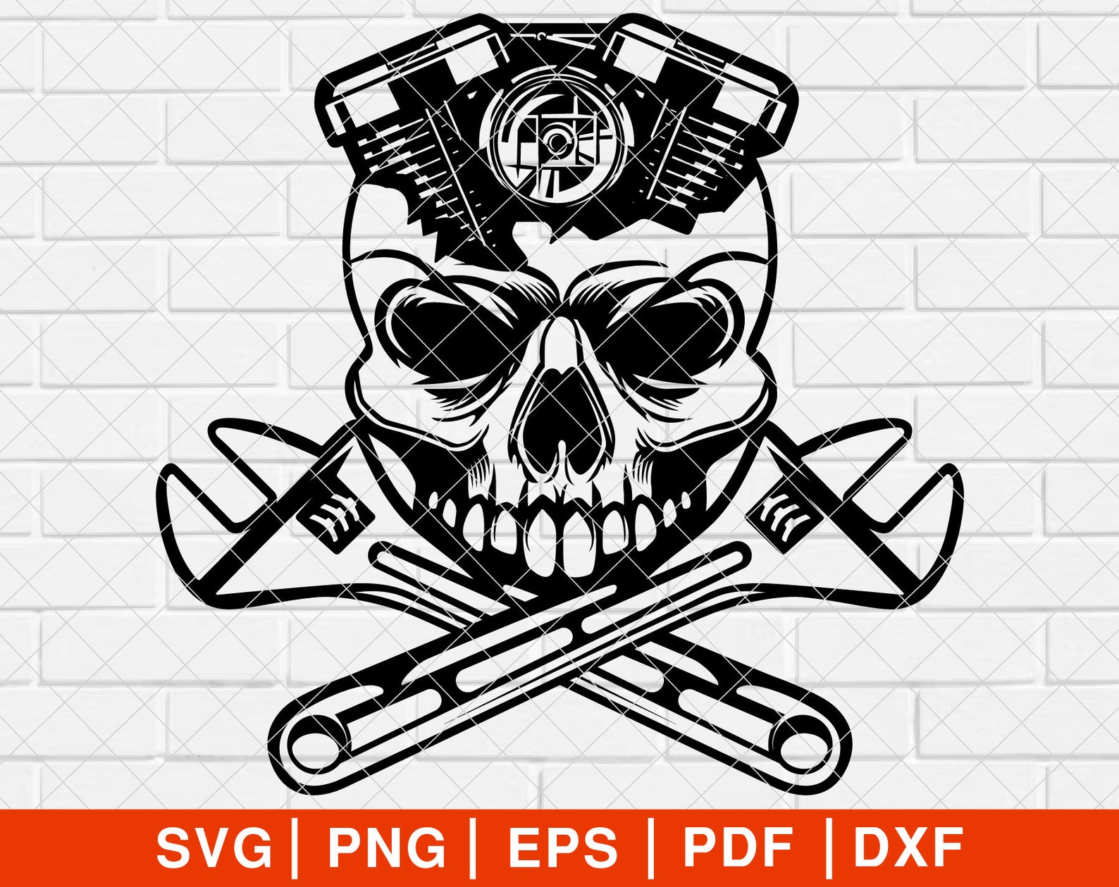 Skull With Wrenches SVG PNG, Repair Tools Svg, Wrench Svg, Mechanic ...