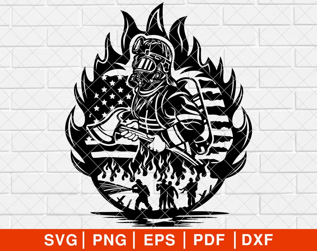 Firefighter Scene SVG PNG, Us Fire Fighter Svg, American Fire Fighter ...