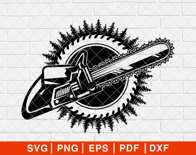 Chainsaw Scene Svg | Trees Clipart | Forest Cutter Cut File | Logger ...