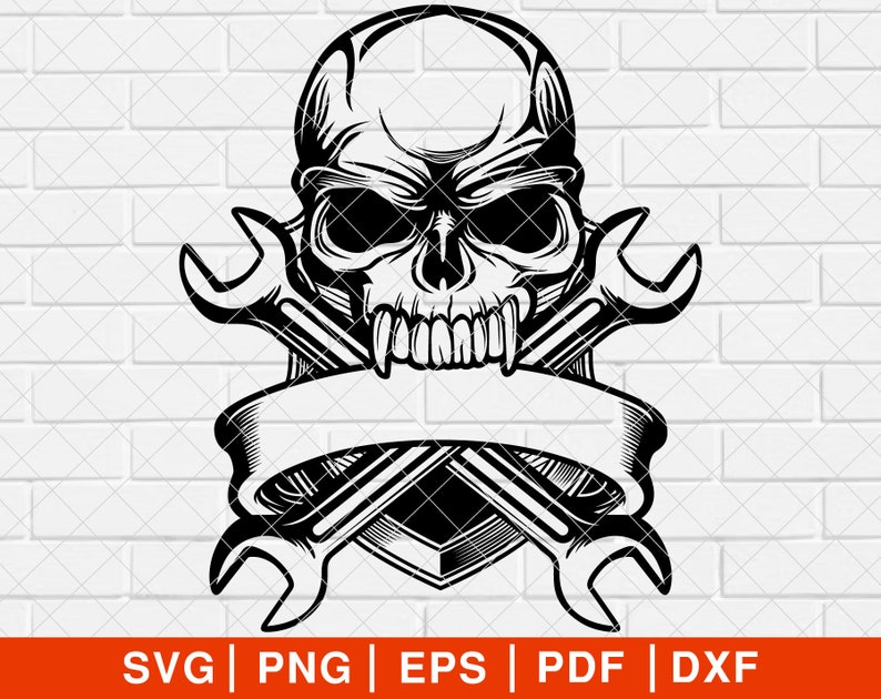 Skull With Wrenches SVG PNG, Repair Tools Svg, Wrench Svg, Mechanic ...