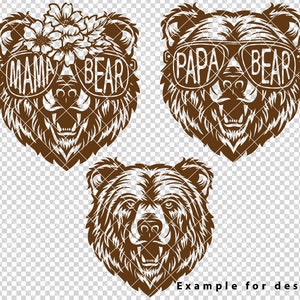 Papa and Mama Bear With Sunglasses SVG, Papa Bear Svg, Mama Bear Svg ...