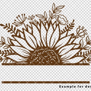 Half Sunflower SVG, Sunflower Border SVG, Split Sunflower Svg ...