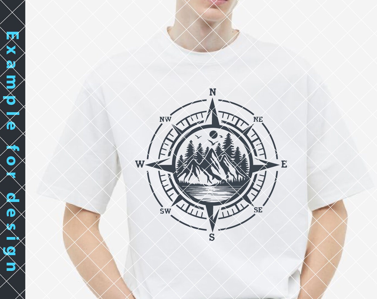 Compass and Mountains Scene SVG PNG, Compass and Forest Svg, Nature Svg ...