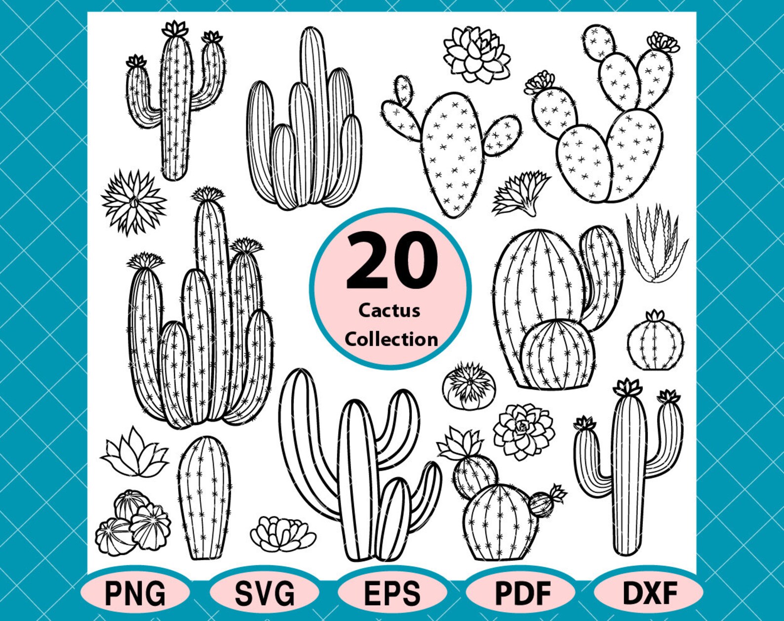 20 Cactus SVG Bundle, Cactus Flower Svg, Cactus Svg, Cute Cactus Svg ...