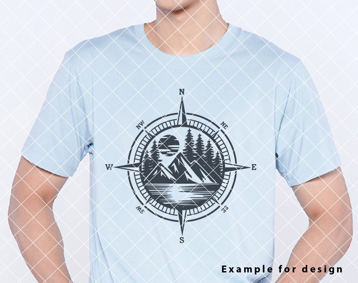 Compass and Mountains Scene SVG, Compass and Forest Svg, Nature Svg ...