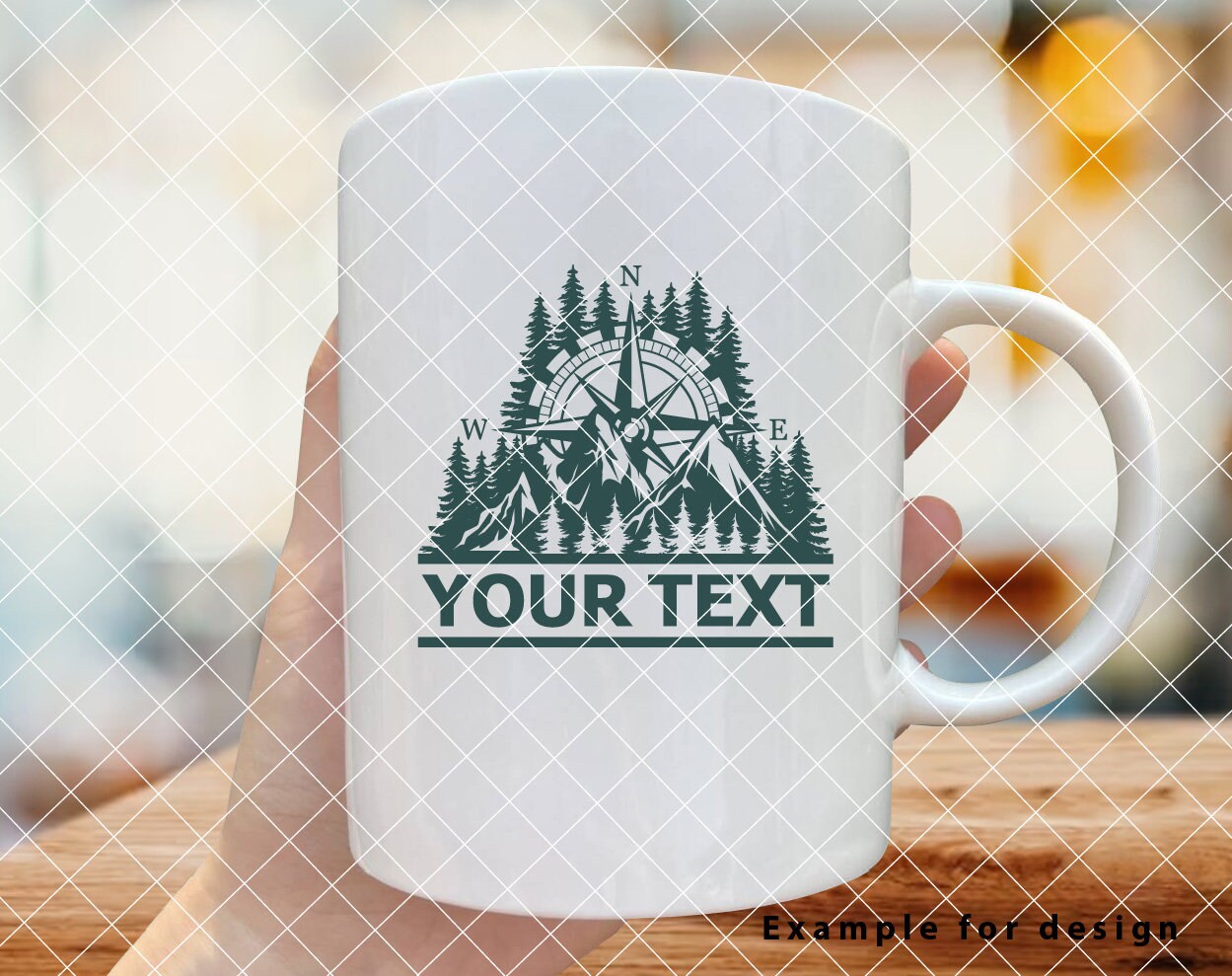 Compass and Mountains SVG, Mountain and Trees Svg, Wilderness Svg ...