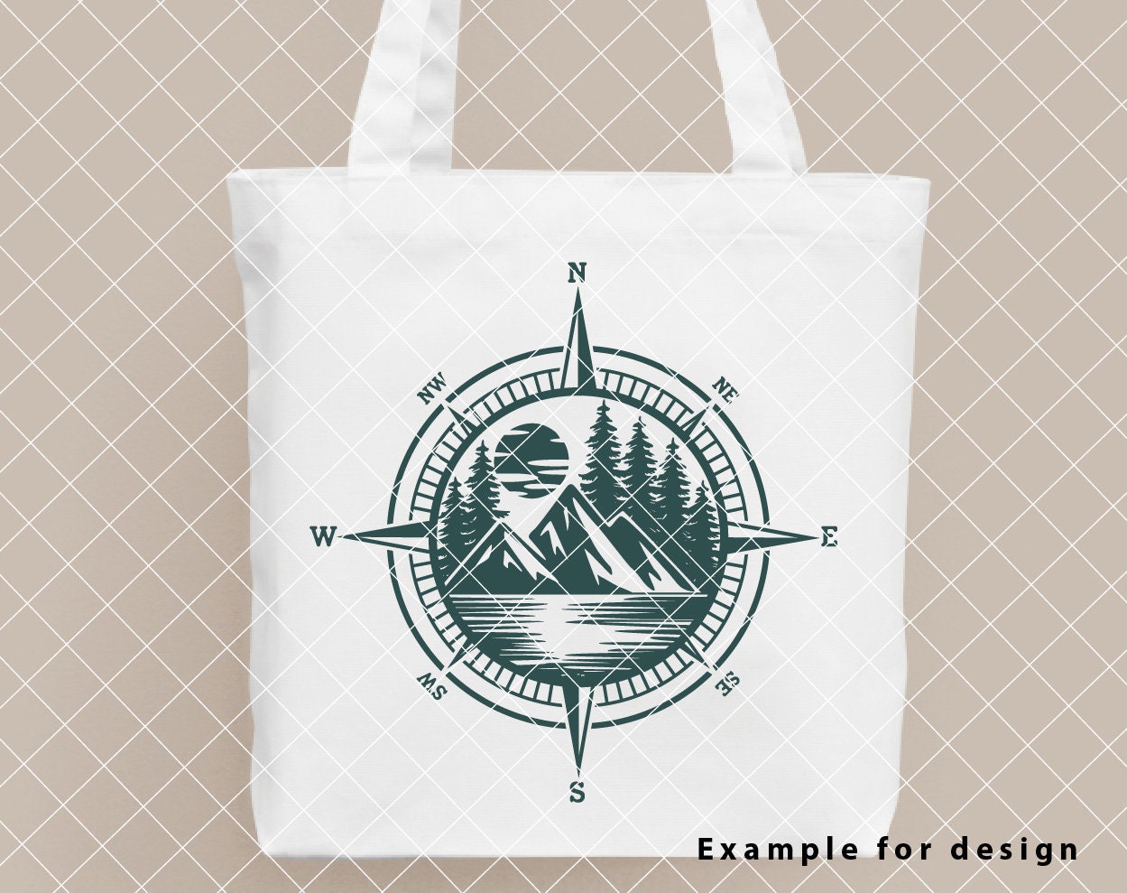 Compass and Mountains Scene SVG, Compass and Forest Svg, Nature Svg ...