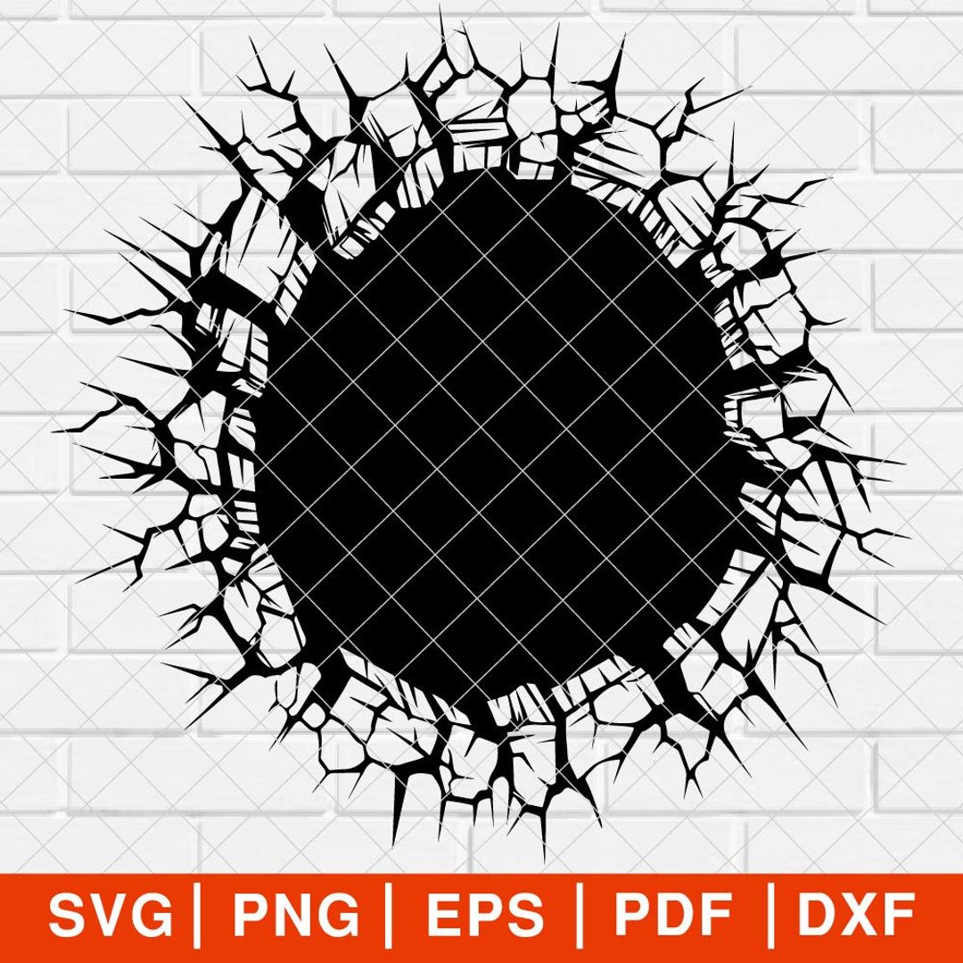 Cracked Wall SVG, Explosion Svg, Bullet Hole Svg, Broken Wall Svg ...