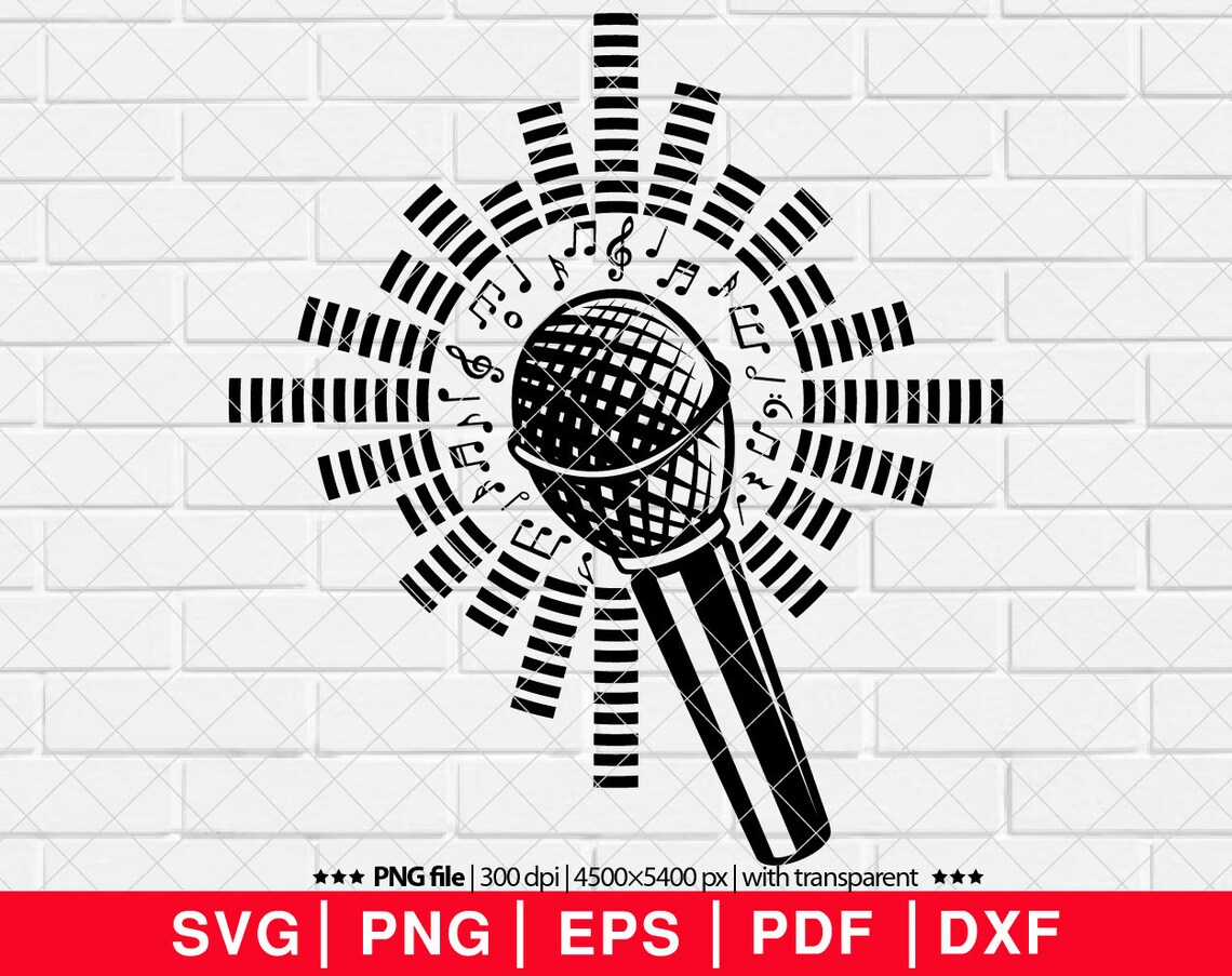 Classic Microphone With Notes SVG, Music Notes SVG Bundle, Music Svg ...