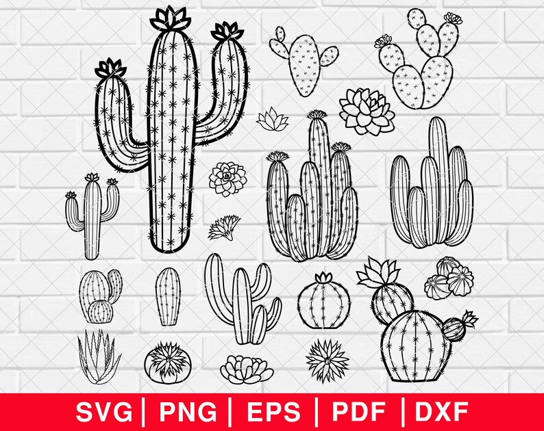 20 Cactus SVG Bundle, Cactus Flower Svg, Cactus Svg, Cute Cactus Svg ...