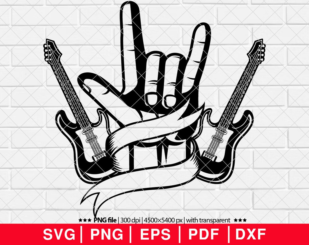 Rock and Roll Music Svg, Guitar Svg, Rock Band Svg, Rock Clipart, Rock ...