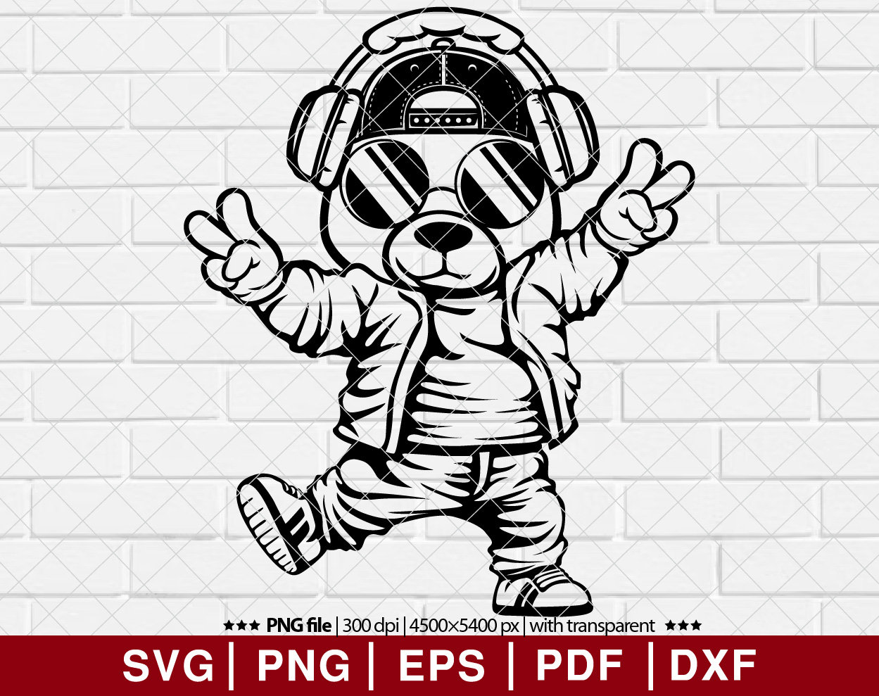 Hip Hop Teddy Bear SVG, Teddy Bear Sunglasses Svg, Cool Teddy Svg ...