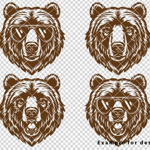 Bear With Sunglasses Svg, Bear Wearing Glasses Svg, Grizzly Bear Svg ...