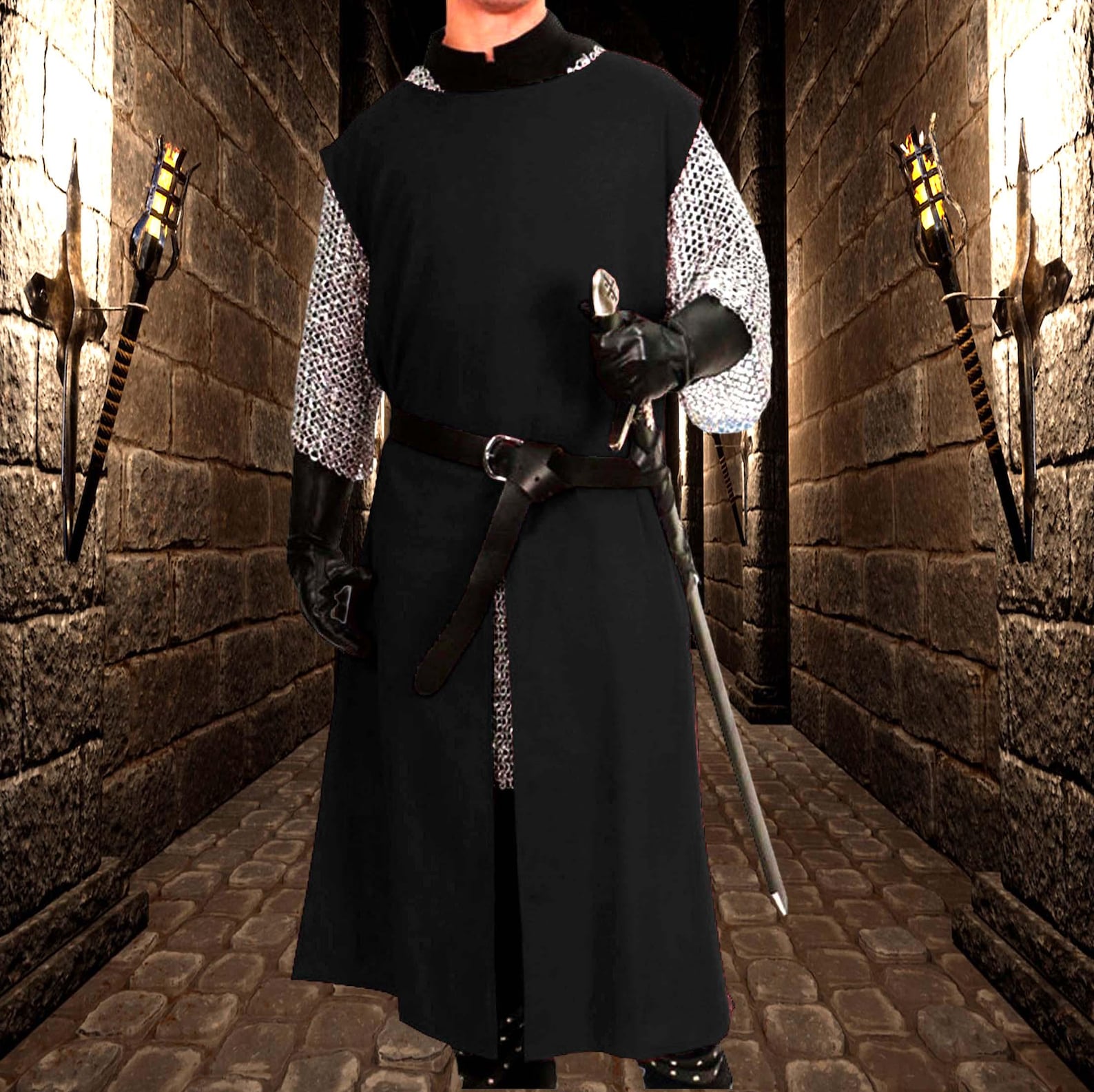 SUNLEXA Medieval Tunic Viking Tunic Knight Tunic Halloween Costume ...